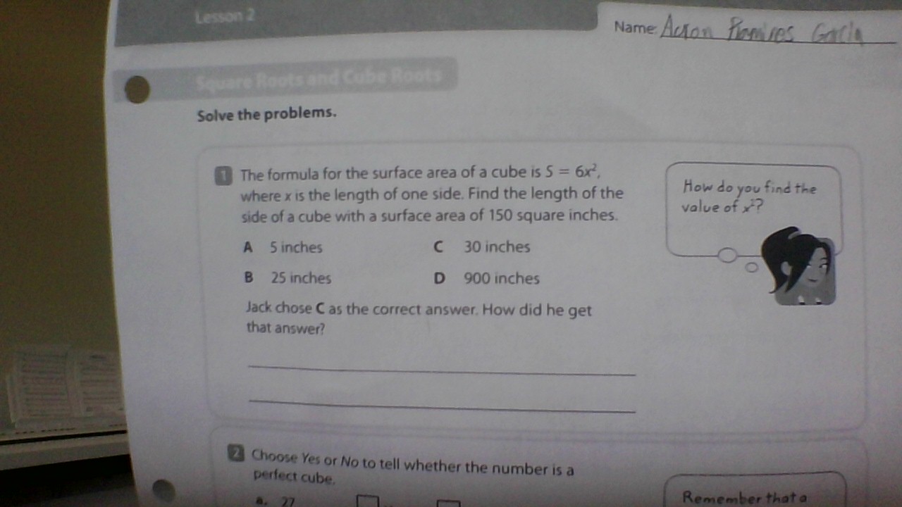 Lesson? Name Acton Romies Gacla Solve the problems. 1 The formula for ...