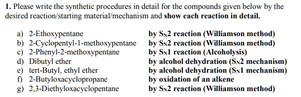 SOLVED: Please write the synthetic procedures in detail for the ...