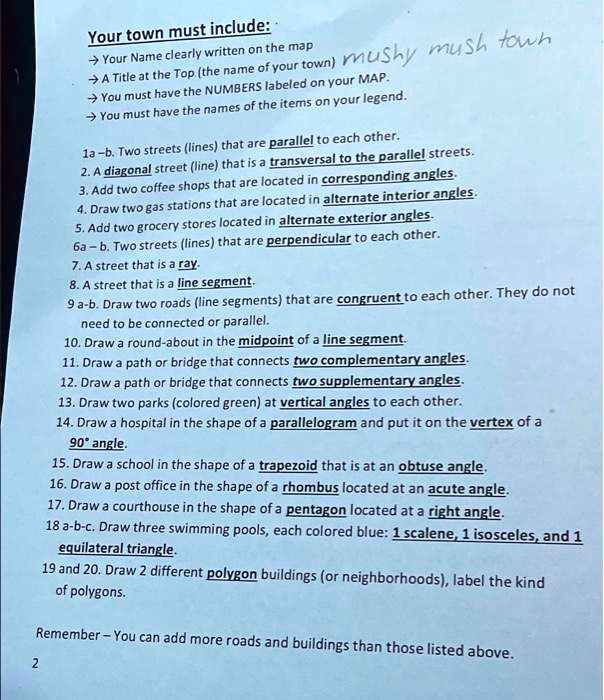 Your town must include: ? Your Name clearly written on the map ? A ...