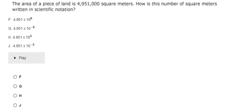 the area of a piece of land is 4951000 square meters how is this number ...