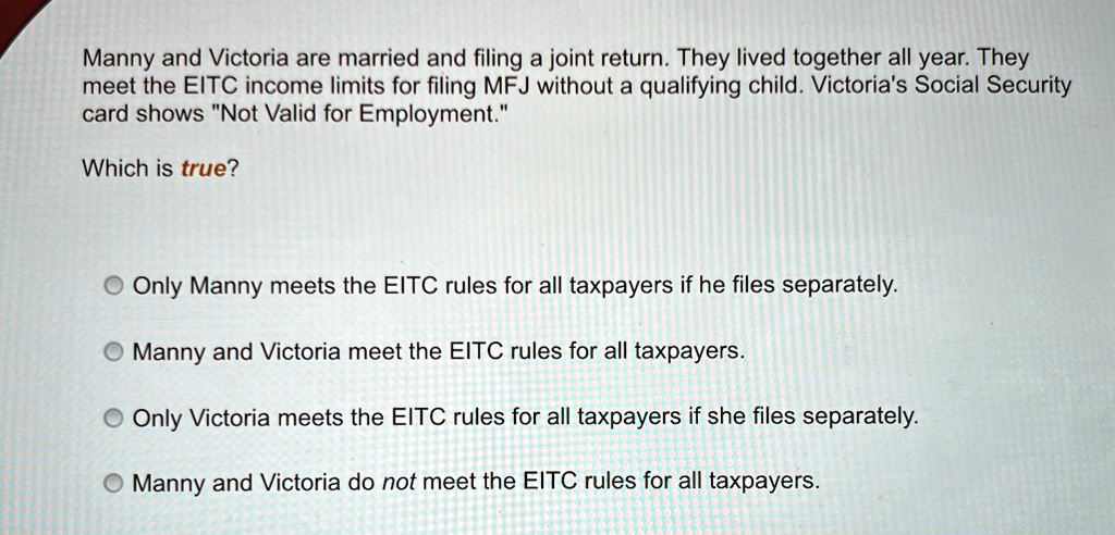 manny and victoria are married and filing a joint return they lived ...