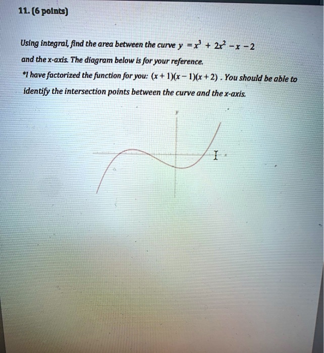 SOLVED: 11. (6 polnts) Using Integral find the area between the curve y ... SOLVED: 11. (6 polnts) Using Integral find the area between the curve y ...
