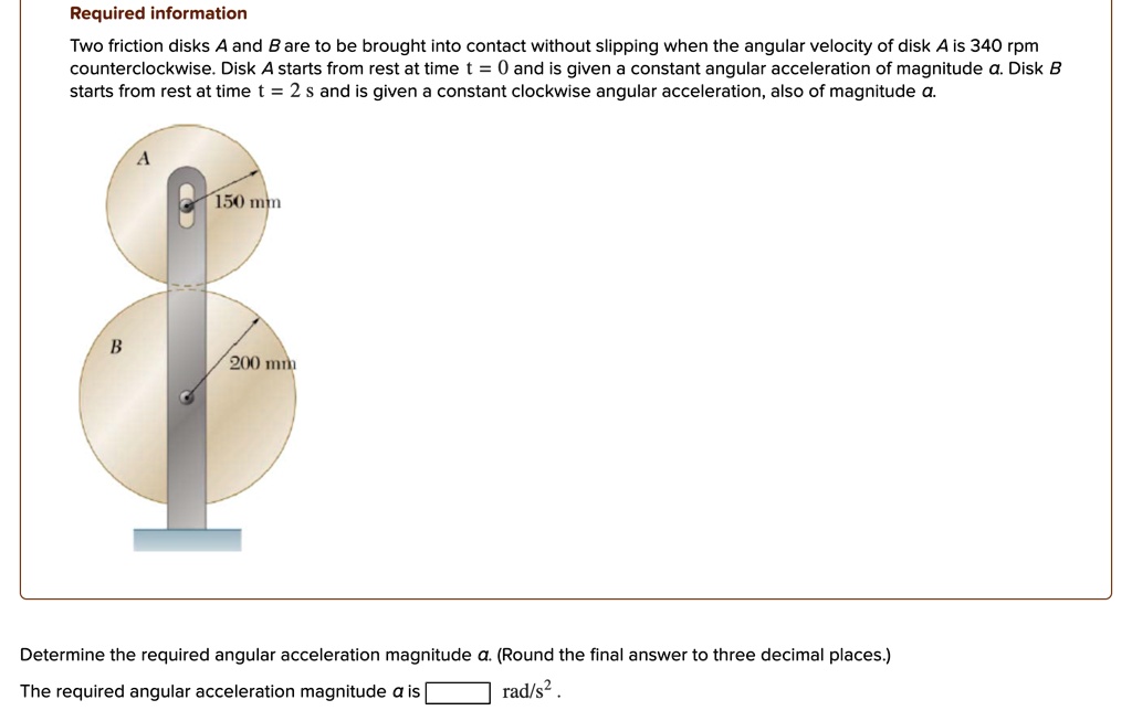 required information two friction disks a and b are to be brought into contact without slipping ...