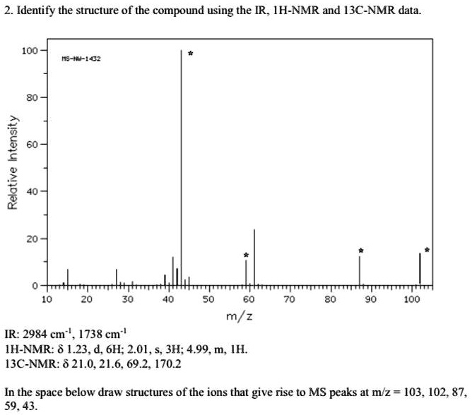 2 identify the structure of the compound using the ir ih nmr and 13c ...