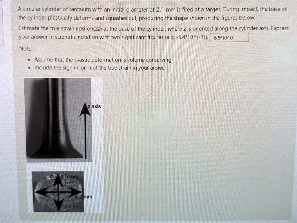 a circular cylinder of tantalum with an initial diameter of 21 mm is ...