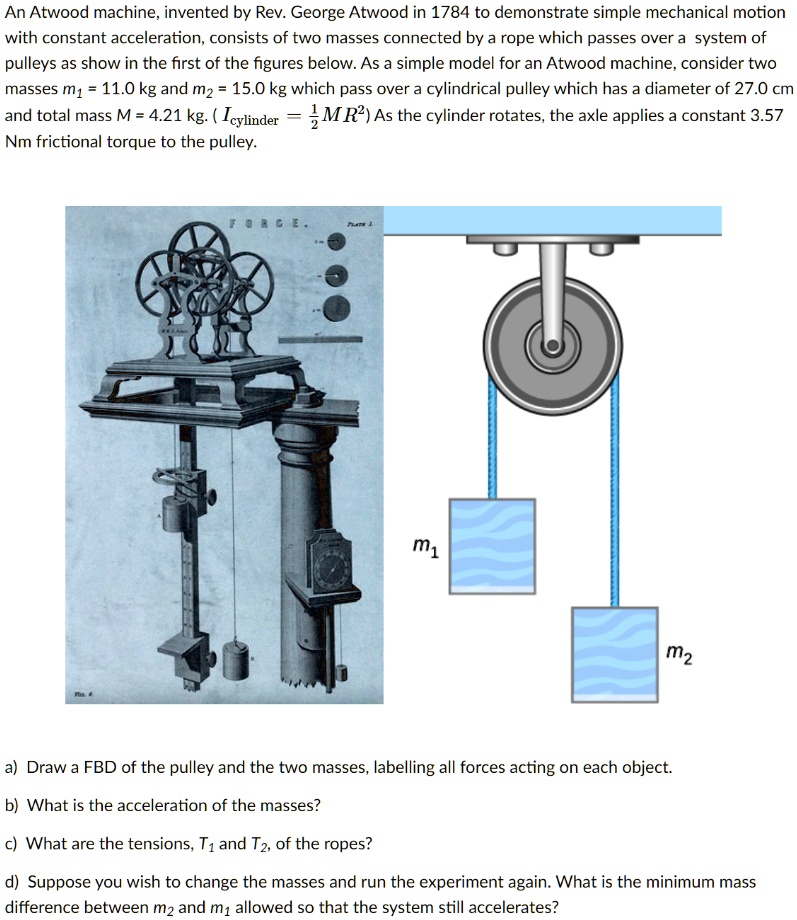 an atwood machine invented by rev george atwood in 1784 to demonstrate ...
