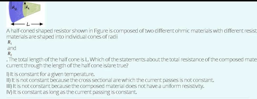 SOLVED: A half-cone shaped resistor shown in Figure is composed of two ...