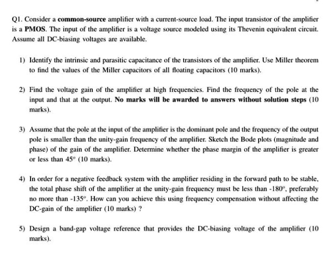 SOLVED: Consider a common-source amplifier with a current-source load ...