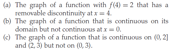 SOLVED: (a) The graph of a function with f(4)=2 that has a removable discontinuity at x=4. (b ...