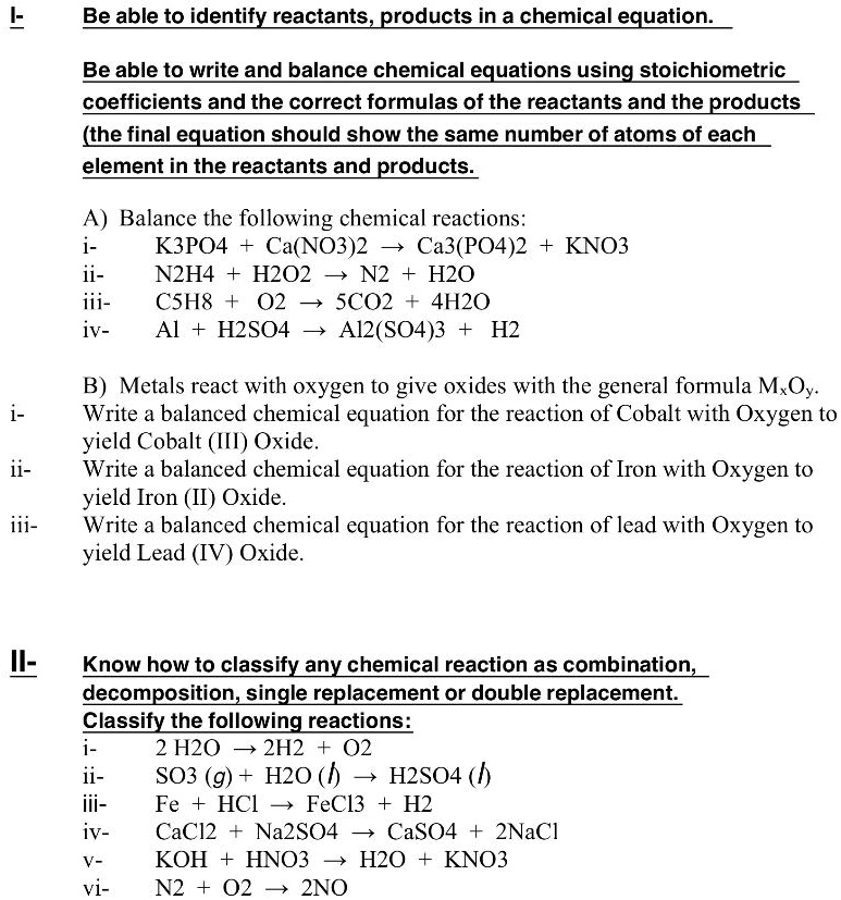 SOLVED: Be able to identify reactants and products in a chemical ...