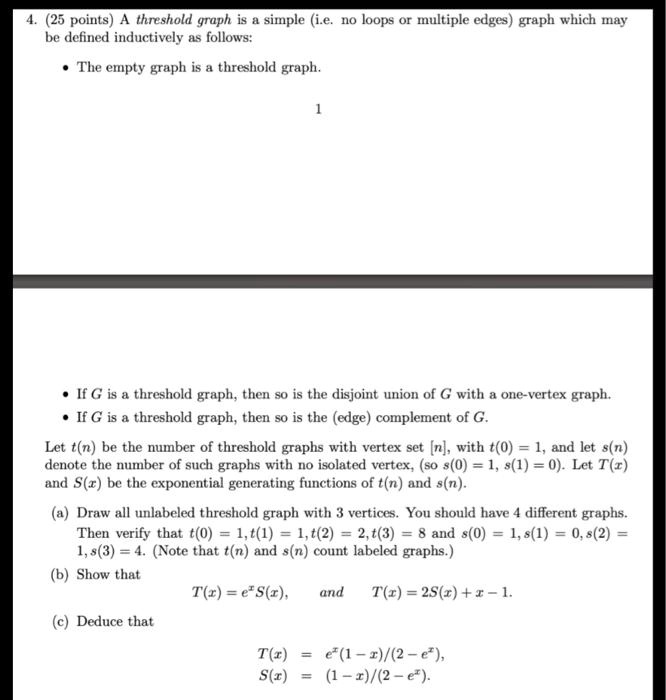 Solved25 Points Thneshold Graph Is Simple Ie Be Defined