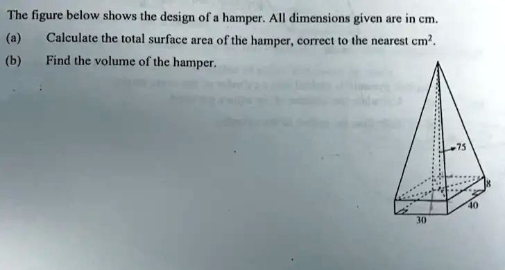 The figure below shows the design of a hamper. All dimensions given are ...