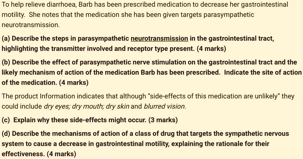 to help relieve diarrhoea barb has been prescribed medication to ...