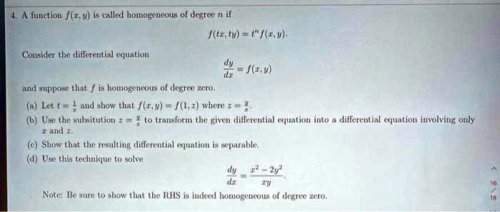 SOLVED: A function f(x, y) is called homogeneous of degree n if f(tx, ty) = t^n * f(x, y ...