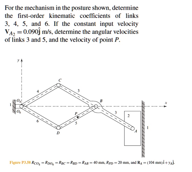 SOLVED: For the mechanism in the posture shown, determine the first-order kinematic coefficients ...