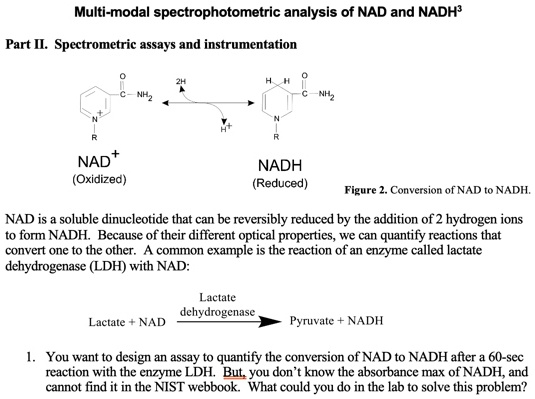 Multi-modal spectrophotometric analysis of NAD and NADH3 Part II ...