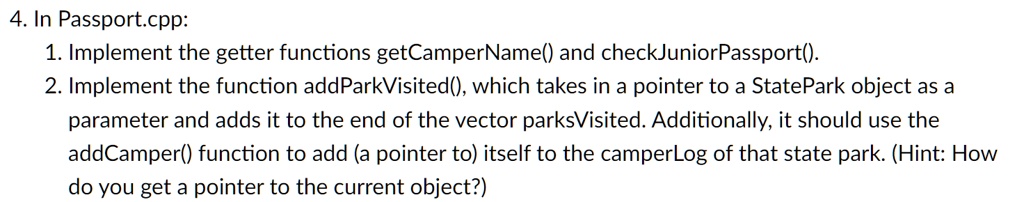 Solved Passportcpp Class File For Passport Class Include Passporth Using Stdstring