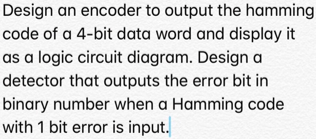 Solved Design An Encoder To Output The Hamming Code Of A 4 Bit Data Word And Display It As A 1714