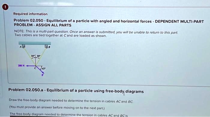 Required information Problem 02.050 - Equilibrium of a particle with angled and horizontal ...