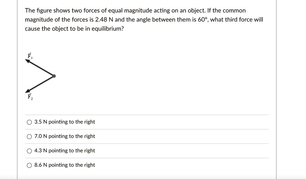 The figure shows two forces of equal magnitude acting on an object. If ...
