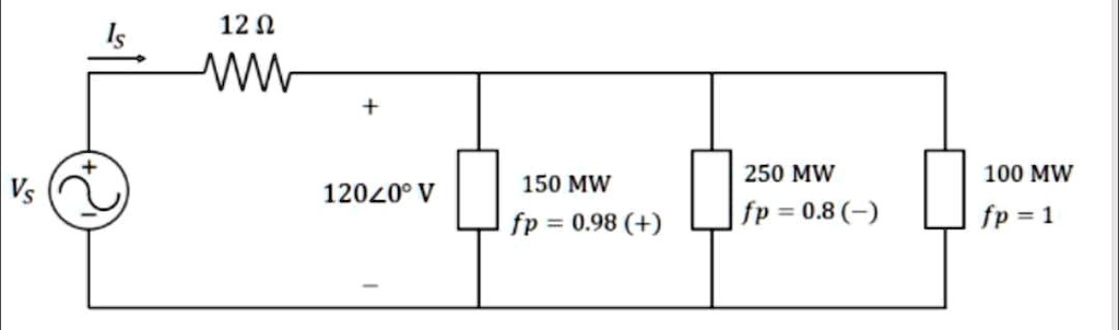 SOLVED: A compound load consists of three loads connected in parallel as shown in the following ...