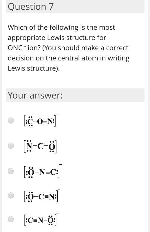 question 7 which of the following is the most appropriate lewis ...