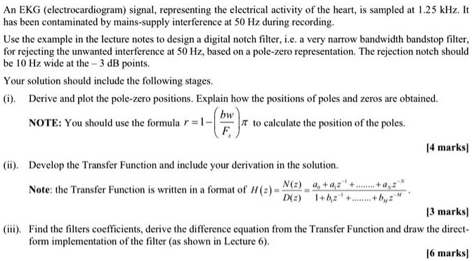 SOLVED: An EKG (electrocardiogram) signal, representing the electrical ...