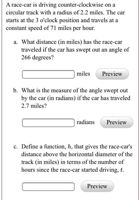 SOLVED: A race-car is driving counter-clockwise on a circular track ...