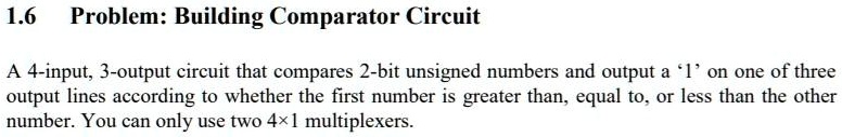 Problem Building Comparator Circuit A 4 Input 3 Output Circuit That 