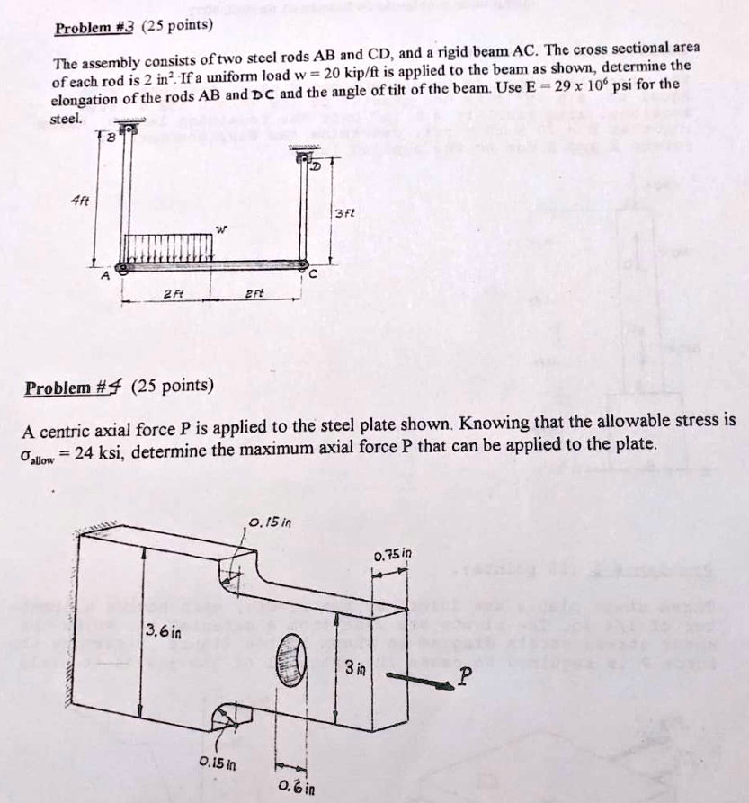 SOLVED: Problem #3 (25 points): The assembly consists of two steel rods ...