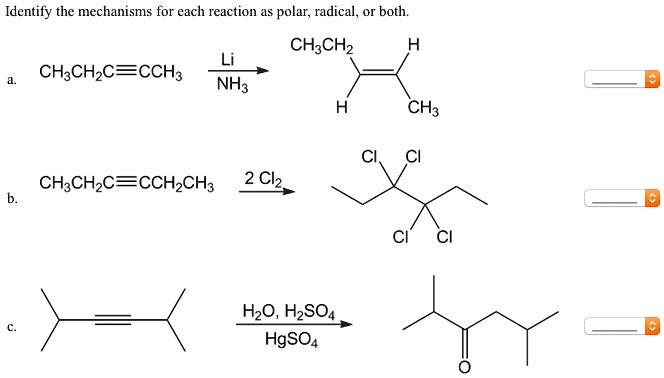 SOLVED: 'Identify the mechanisms for each reaction as polar, radical ...