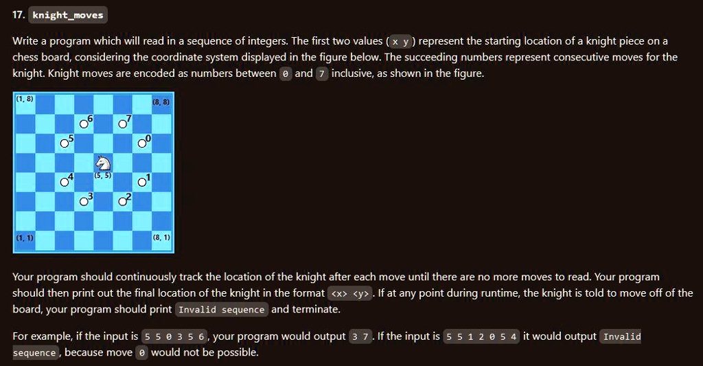 SOLVED: Must be coded in C++ knight Moves Write program which will read ...