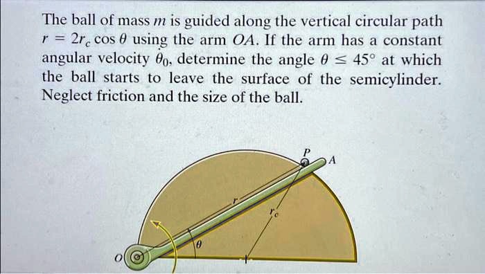 The ball of mass m is guided along the vertical circular path r = 2rc ...