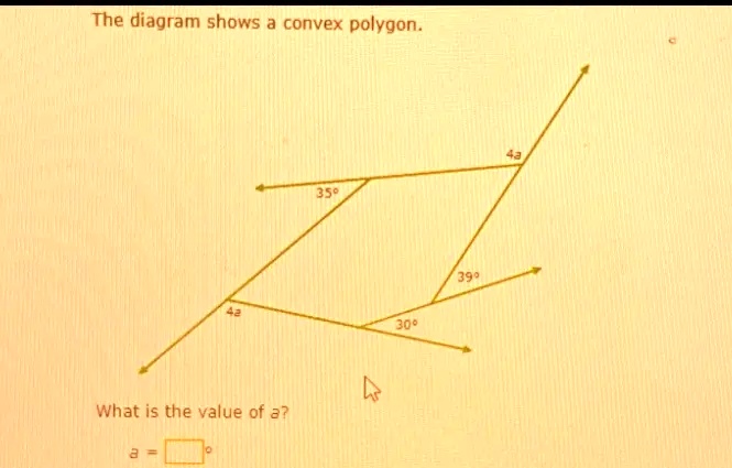 SOLVED: The diagram shows a convex polygon. 350 390 308 What is the ...