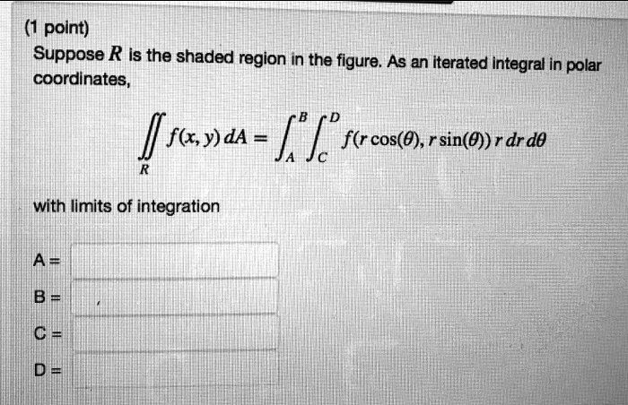 SOLVED:point) Suppose R Is the shaded region in the figure As an iterated Integral in polar ...