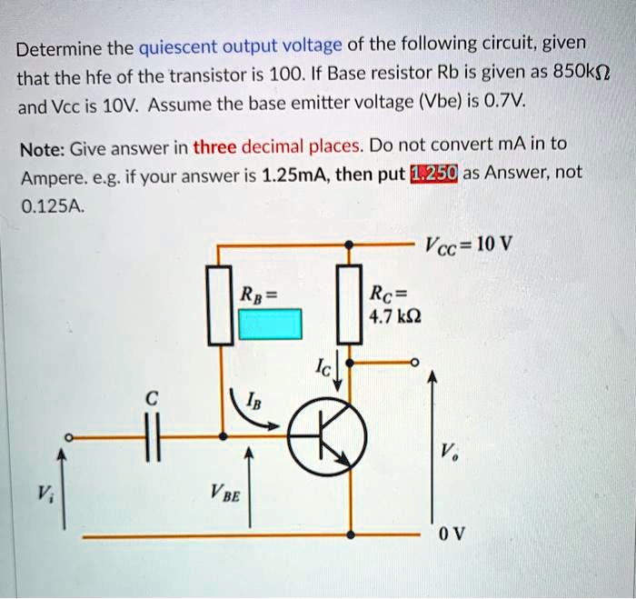 Solved Determine The Quiescent Output Voltage Of The Following Circuit 9946