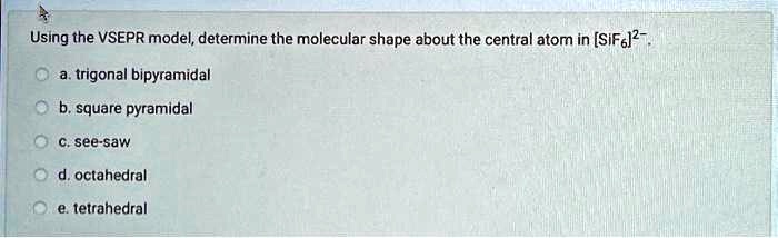 Using the VSEPR model, determine the molecular shape about the central ...