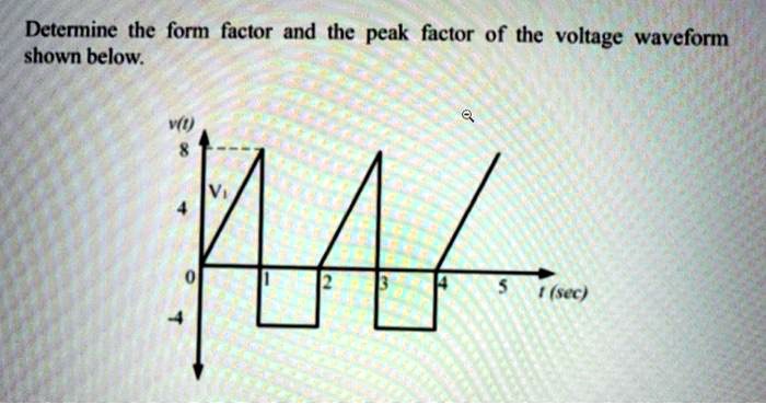 SOLVED: Determine the form factor and the peak factor of the voltage waveform shown below. V(t ...