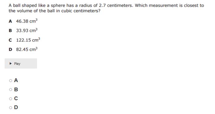 SOLVED: A ball shaped like a sphere has a radius of 2.7 centimeters ...