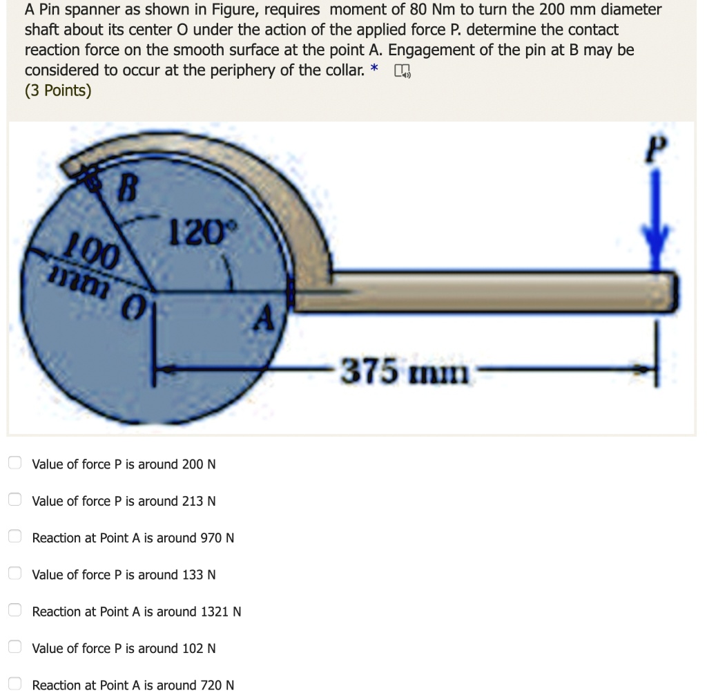 SOLVED: A Pin spanner as shown in Figure, requires moment of 80 Nm to ...