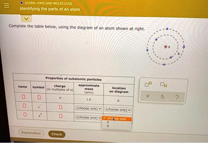 SOLVED: ATOMs, Ions, and Molecules: Identifying the Parts of an Atom Complete the table below ...