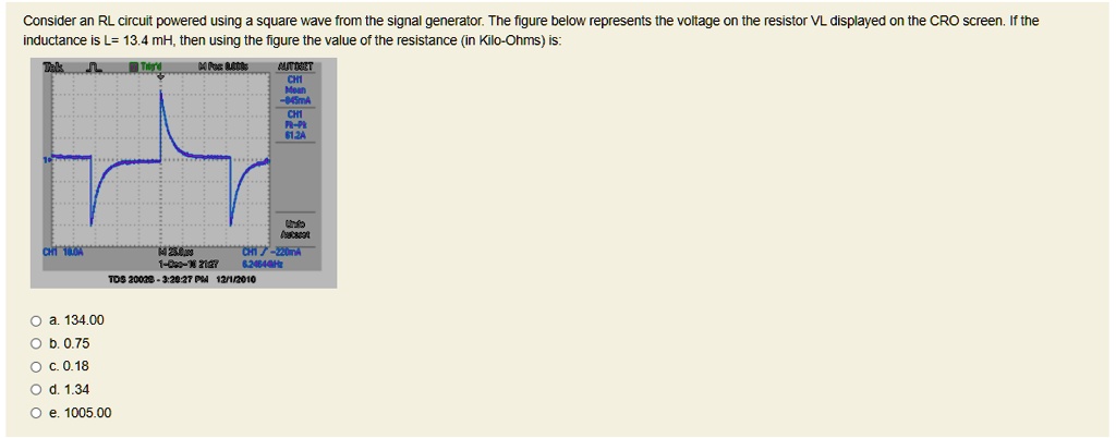SOLVED: Consider an RL circuit powered using a square wave from the ...