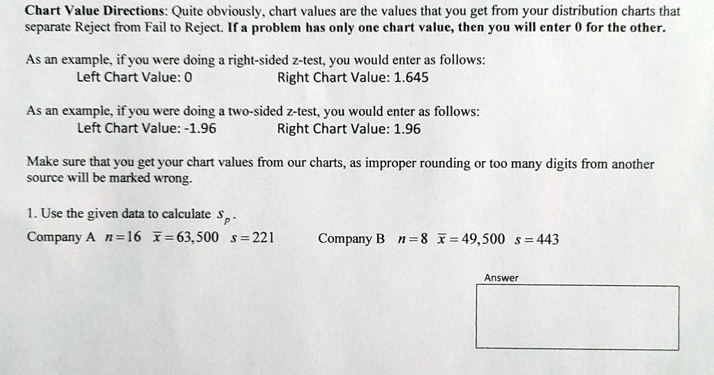 SOLVED: Chart Value Directions: Quite obviously, chart values are the ...