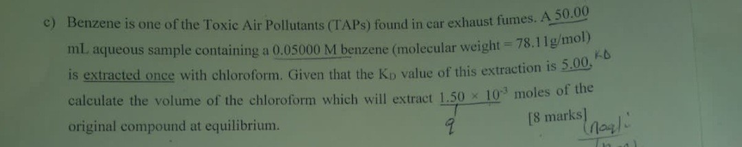 c) Benzene is one of the Toxic Air Pollutants (TAPs) found in car ...
