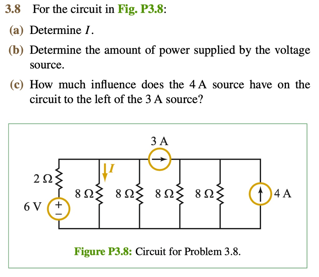3.8 For the circuit in Fig. P3.8: (a) Determine I. (b) Determine the amount of power supplied by ...