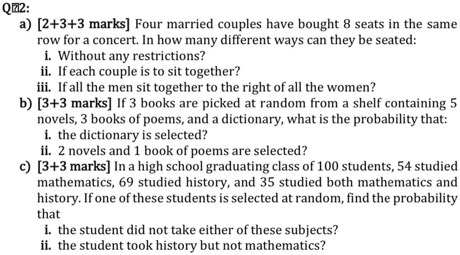 q22 a 233 marks four married couples have bought 8 seats in the same row for a concert in how ...
