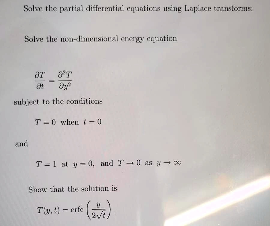 SOLVED:Solve the partial differential equations using Laplace transforms: Solve the non ...