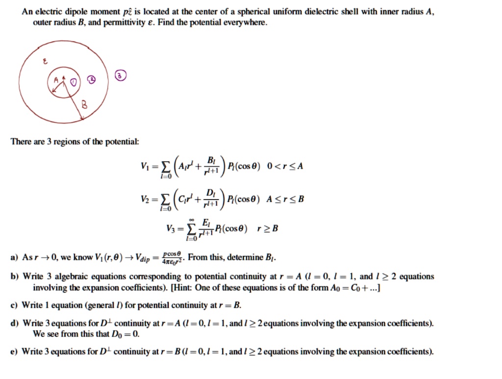 SOLVED: An electric dipole moment pz is located at the center of a ...