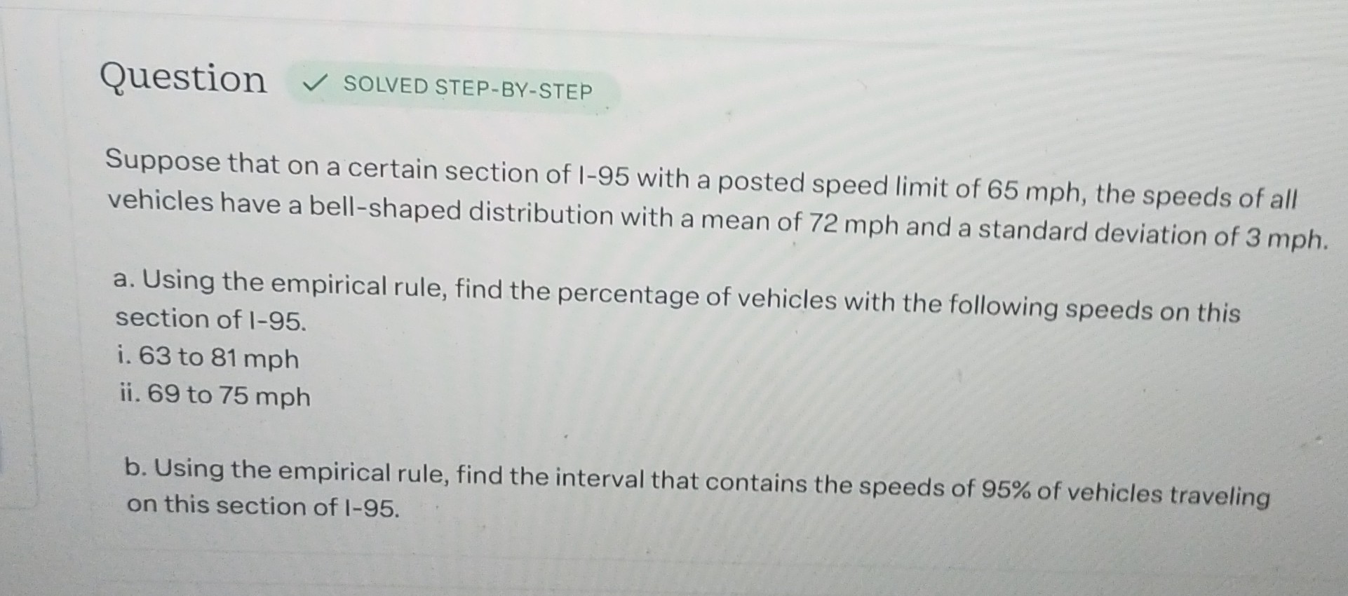 SOLVED: Question SOLVED STEP-BY-STEP Suppose that on a certain section ...