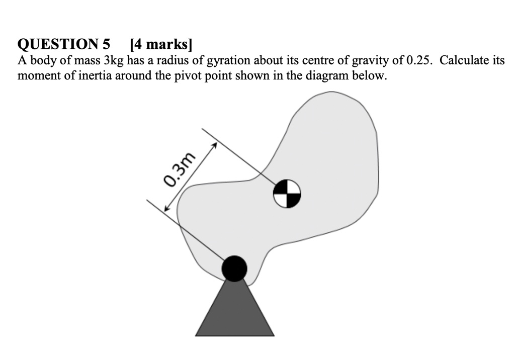 SOLVED: QUESTION 5 [4 marks] body ofmass 3kg has a radius of gyration ...
